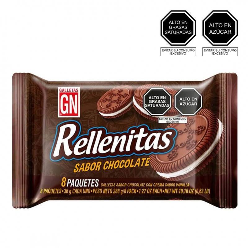 GALLETAS RELLENITAS DE CHOCOLATE DE 6 PAQUETES
