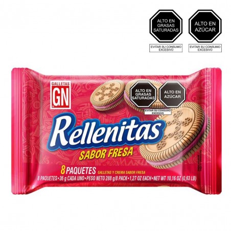 GALLETAS RELLENITAS DE FRESA PAQUETE DE 6 BOLSITAS